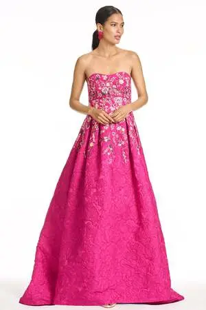 Sachin & Babi Embroidered Gown - Deep Fuchsia