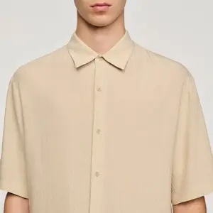 Sandro Crinkled-effect Shirt With Shark Collar - Sand