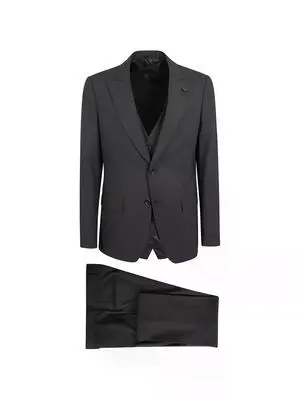 LARDINI Flower-pin Buttoned Suit - Grey