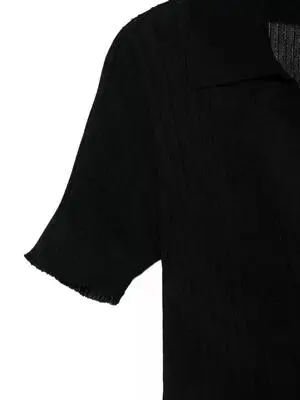ROBERTO COLLINA Collared Ribbed Top - Black