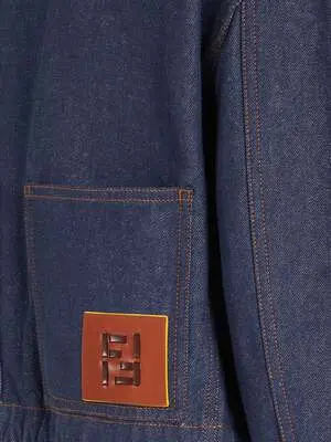 Fendi Denim Jacket With Embroidered Logo - Blue