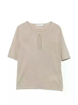 Max Mara Cut-out T-shirt - Neutrals