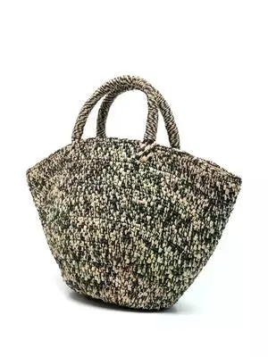 IBELIV Woven Top Handle Raffia Tote Bag - Black