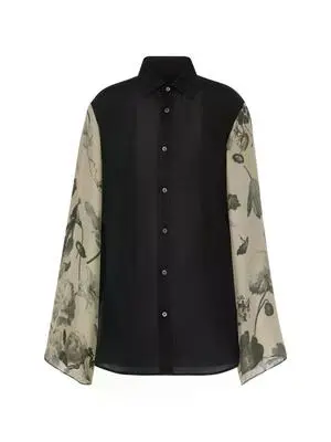 MAISON MARGIELA Silk Floral Sleeve Shirt - Black