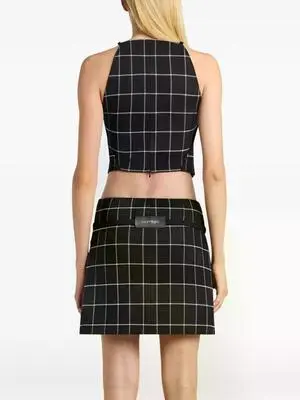 COURREGES Halterneck Checked Tank Top