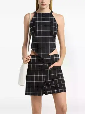COURREGES Halterneck Checked Tank Top - Black