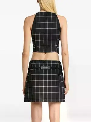COURREGES Halterneck Checked Tank Top - Black