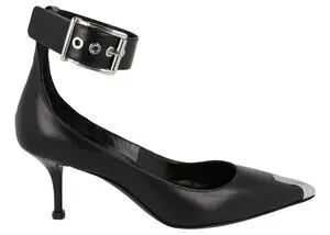 Alexander McQueen Buckle Leather Heels - Black/silver
