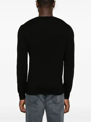 Polo Ralph Lauren Wool Ribbed Knit Round Neck Long-sleeved Shirt - Black