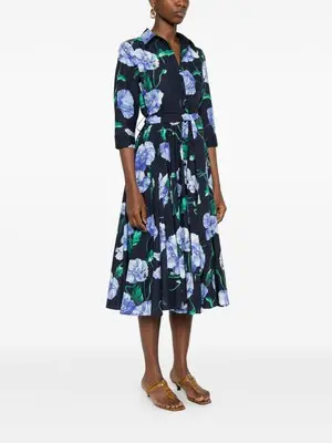 LAVI Printed Cotton Midi Shirt Dress