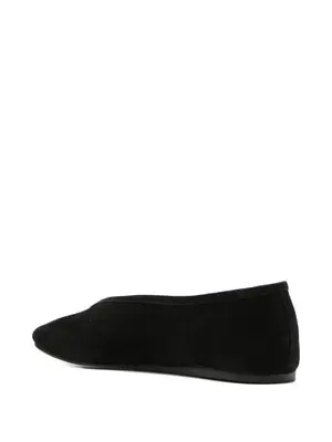 Manebí Suede Leather Pointed Toe Ballerina Flats - Black