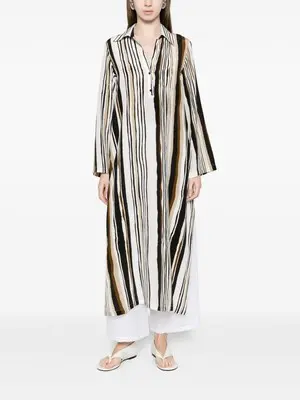 Max Mara Striped Silk Long Dress - Multi