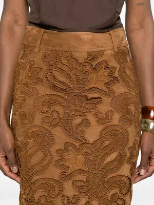 Ermanno Scervino Suede Leather Effect Long Skirt