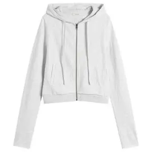 ENTIRE STUDIOS Lightweight Crop Zip-up Hoodie - Heather Grey