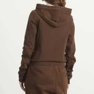 ENTIRE STUDIOS Lightweight Crop Zip-up Hoodie - Brunette