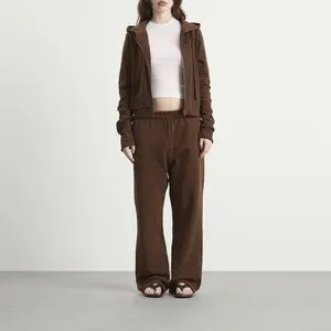ENTIRE STUDIOS Lightweight Crop Zip-up Hoodie - Brunette