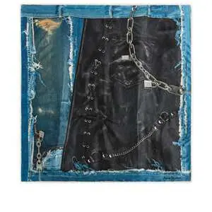 Acne Studios Vasco Denim Skeleton Scarf - Black/blue