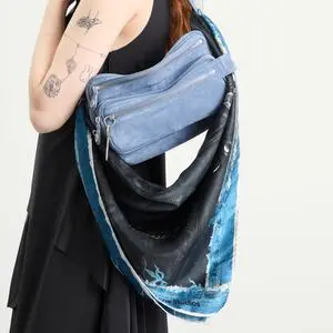 Acne Studios Vasco Denim Skeleton Scarf - Black/blue