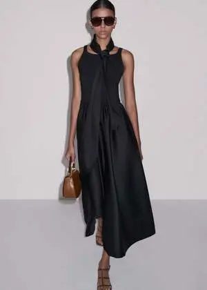 ME+EM Fit And Flare Maxi Dress With Tie - Black