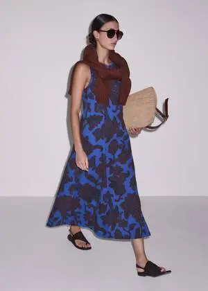 ME+EM Floral Print Maxi Swing Dress - Blue Multi