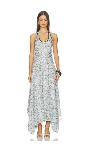 KATE BARTON Halterneck Handkerchief Dress - Light Grey