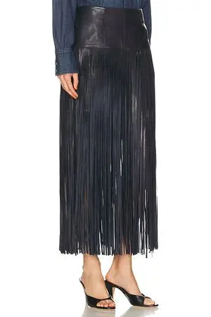 TWP Fringed Leather Maxi Skirt