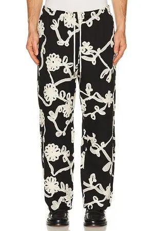 HONOR THE GIFT Floral Ribbon Ankle Pant - Black