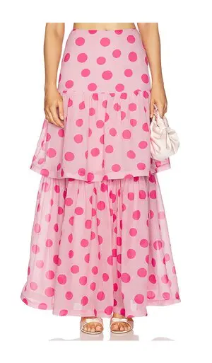 ELLIATT Polka Dot Tiered Maxi Skirt