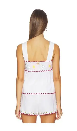 Ciao Lucia Embroidered Floral Cropped Top