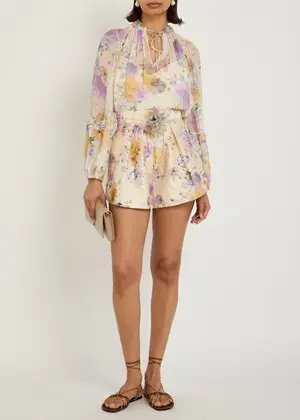 Zimmermann Floral-print Georgette Blouse - Cream