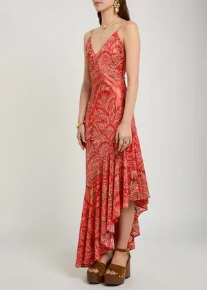 Etro Printed Asymmetric Chiffon Maxi Dress