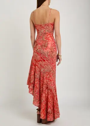 Etro Printed Asymmetric Chiffon Maxi Dress