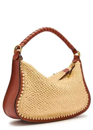 Chloé Marcie Leather And Raffia Shoulder Bag - Brown