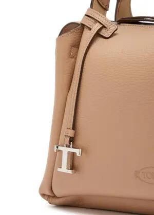 TOD'S Grained Leather Top Handle Bag - Tan