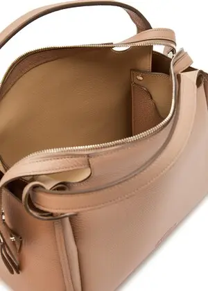 TOD'S Grained Leather Top Handle Bag - Tan
