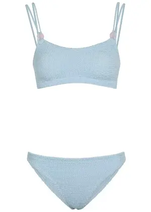 Hunza G Cassie Beaded Crinkle Bikini - Light Blue