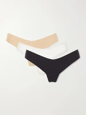 Commando Three-pack Cotton-blend Thongs - Multi