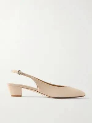 AeydĒ Celeste Suede Slingback Pumps - Neutrals