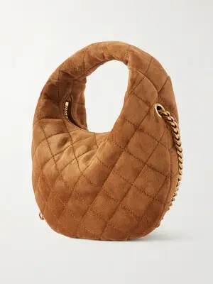 Saint Laurent Icarino Mini Matelassé Suede Shoulder Bag - Brown