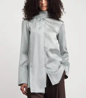 LAURA PITHARAS Silk Neck-tie Shirt