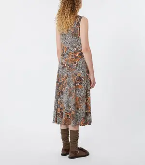 Max Mara Cotton Clash Print Midi Dress