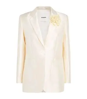 Sandro Satin Flower-corsage Blazer