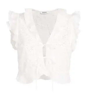 Sandro Guipure Lace Crop Top
