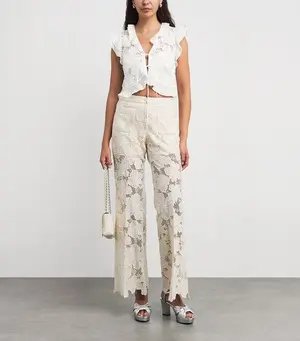 Sandro Guipure Lace Crop Top