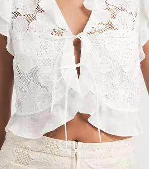 Sandro Guipure Lace Crop Top