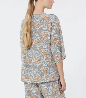 Max Mara Silk Crepe De Chine Paisley Blouse - Blue