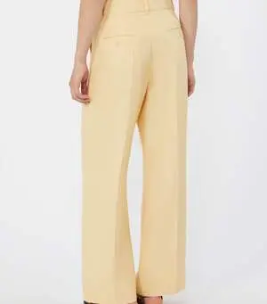 Max Mara Linen Wide-leg Trousers - Yellow