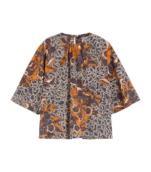 Max Mara Floral Cotton Blouse - Blue