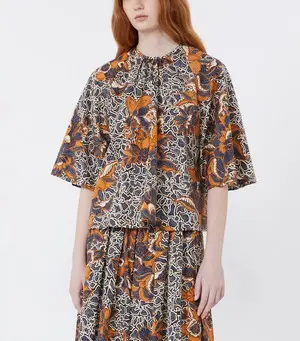 Max Mara Floral Cotton Blouse - Blue