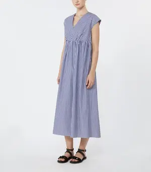 Max Mara Cotton Stripe Midi Dress - Blue